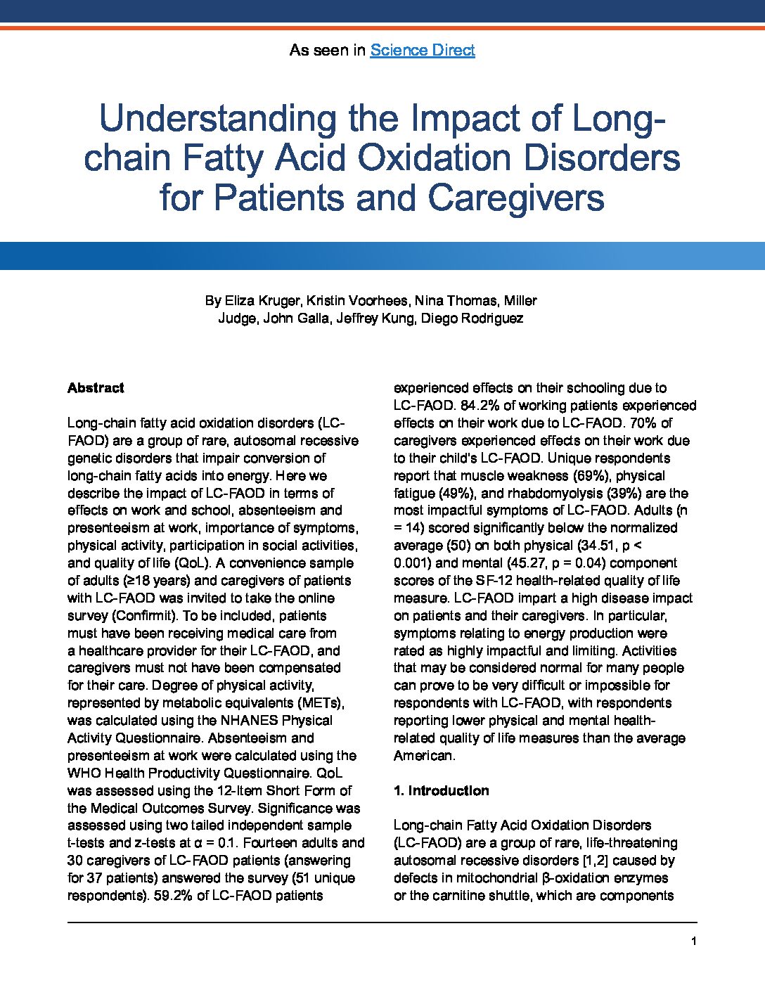 Understanding the Impact of Long-chain Fatty Acid Oxidation Disorders ...